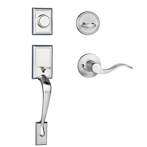 Dynasty Hardware RID-HER-405-15L Ridgecrest Front Door Dummy Handleset, Satin Nickel, with Heritage Lever, Left Hand