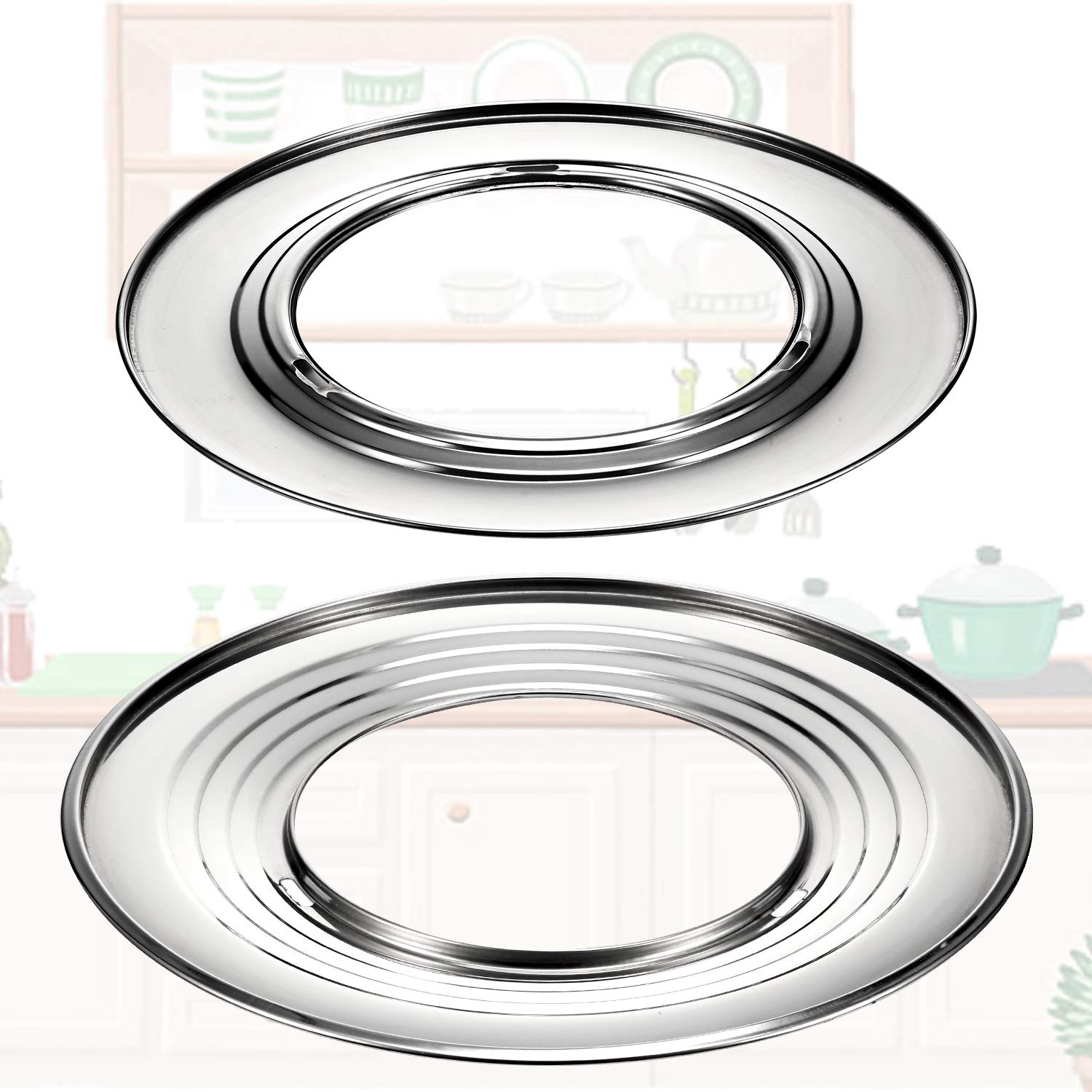Boao 2 Pieces 11 Inch and 12 Inch Steam Ring, Stainless Steel Steaming Ring Adapter Fits 8 to 12 inches Stock Pots