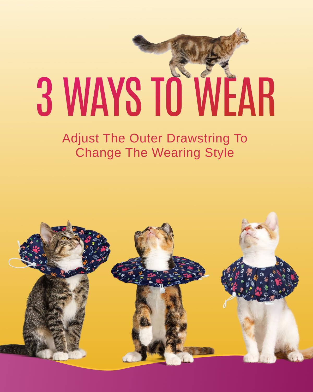 FAYOGOO Cat Cone Collar Soft - Adjustable Cat Recovery Collar Kitten Cones After Surgery - Comfortable Cone for Cats to Stop Licking