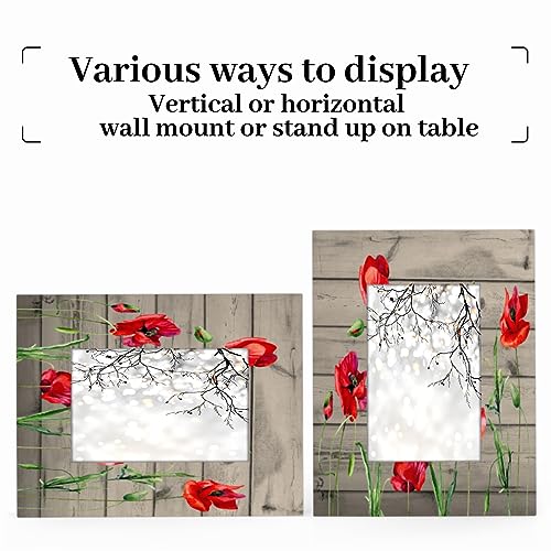 Bardic 4x6Picture Frames, Red Poppy Wooden Photo Frame Fits 3x5 with Mat or 4x6 Without Mat Photo Frames for Wall Mounting or Tabletop Display for Home Gallery Decor