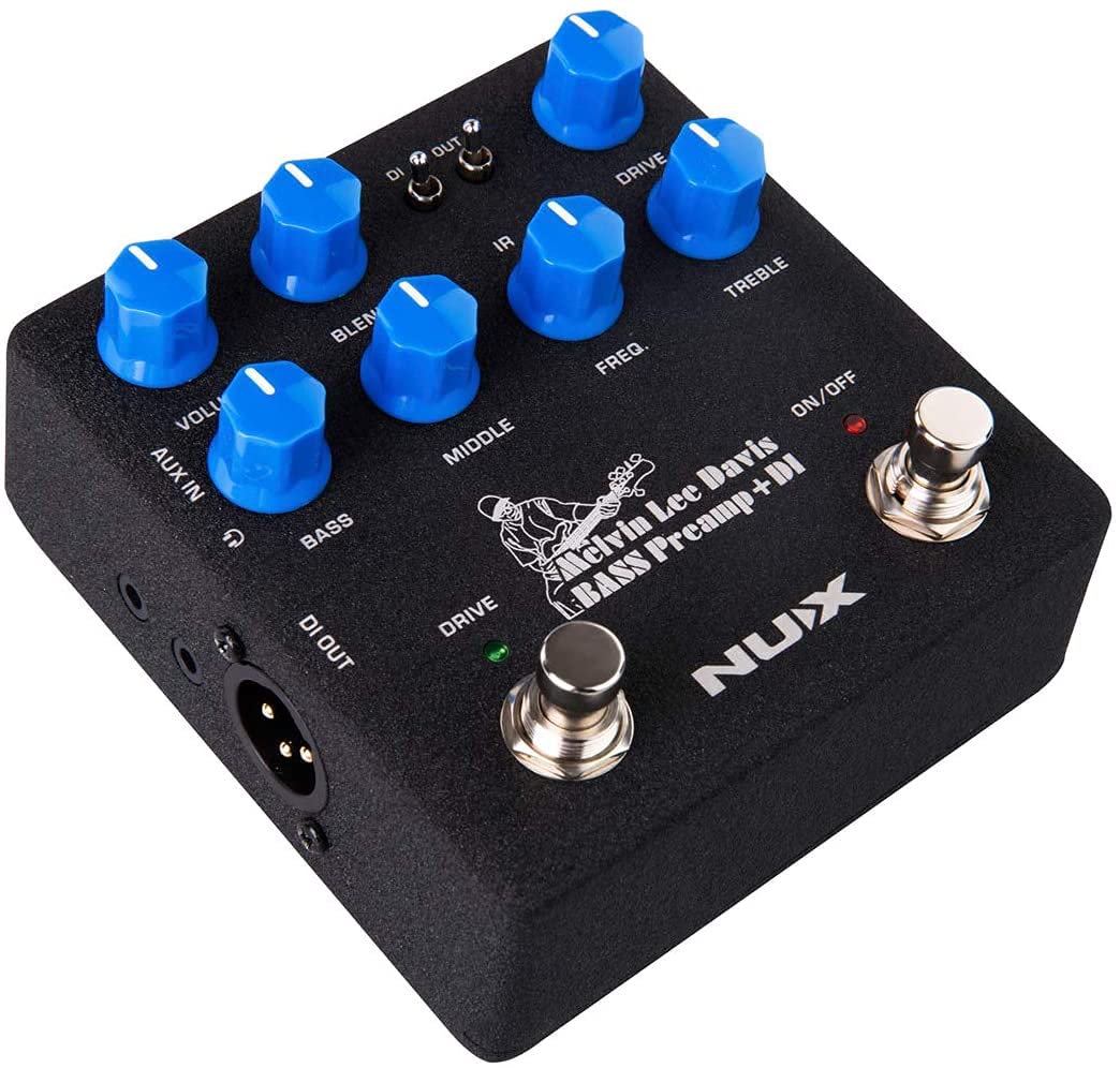 Briskdrop NUX Melvin Lee Davis NBP-5 Bass Preamp and DI Bundle with 2 MXR Instrument Cables, Dunlop Pick Pack, and Power Supply