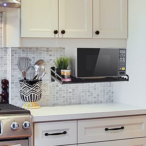 Goyappin Wall-Mounted Electric Oven Holder Shelf, 23.58"x15.52" Microwave Wall Shelf Microwave Oven Rack Kitchen Wall Pot Pan Rack Weight Bearing 80 lbs for Electric Oven Microwave