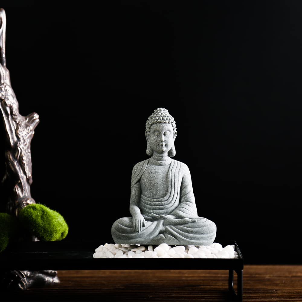 Mini Buddha Statue Small Meditating Buddah Statute Figurine for Home Office Desk Decor or Zen Garden Sculptures,Tabletop Meditation Accessories