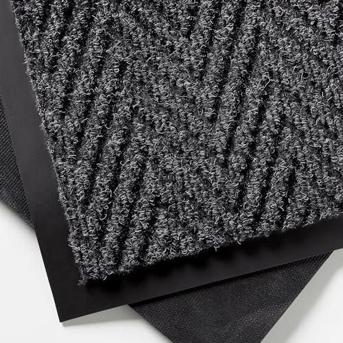 Consolidated Plastics Premiere Brush Dry Entrance Floor Mat with Non-Slip Rubber Backing, Absorbs Water, 37 Oz Heavy Duty Carpet Rug Commercial Grade (2' x 3', Charcoal)