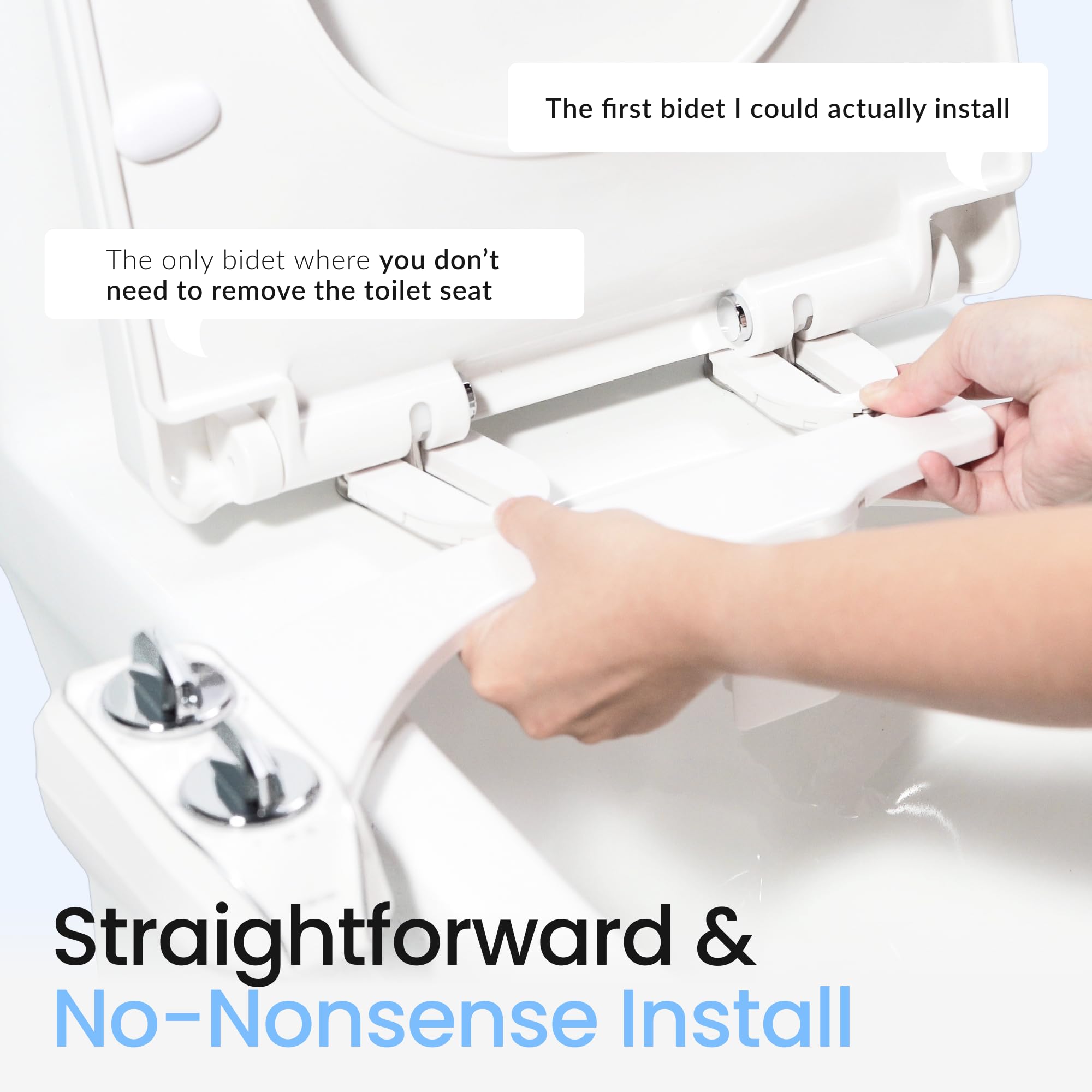 LUXE Bidet NEO 120 Plus - Only Patented Bidet Attachment for Toilet Seat, Innovative Hinges to Clean, Slide-in Easy Install, Advanced 360° Self-Clean, Single Nozzle, Rear Wash (Rose Gold)