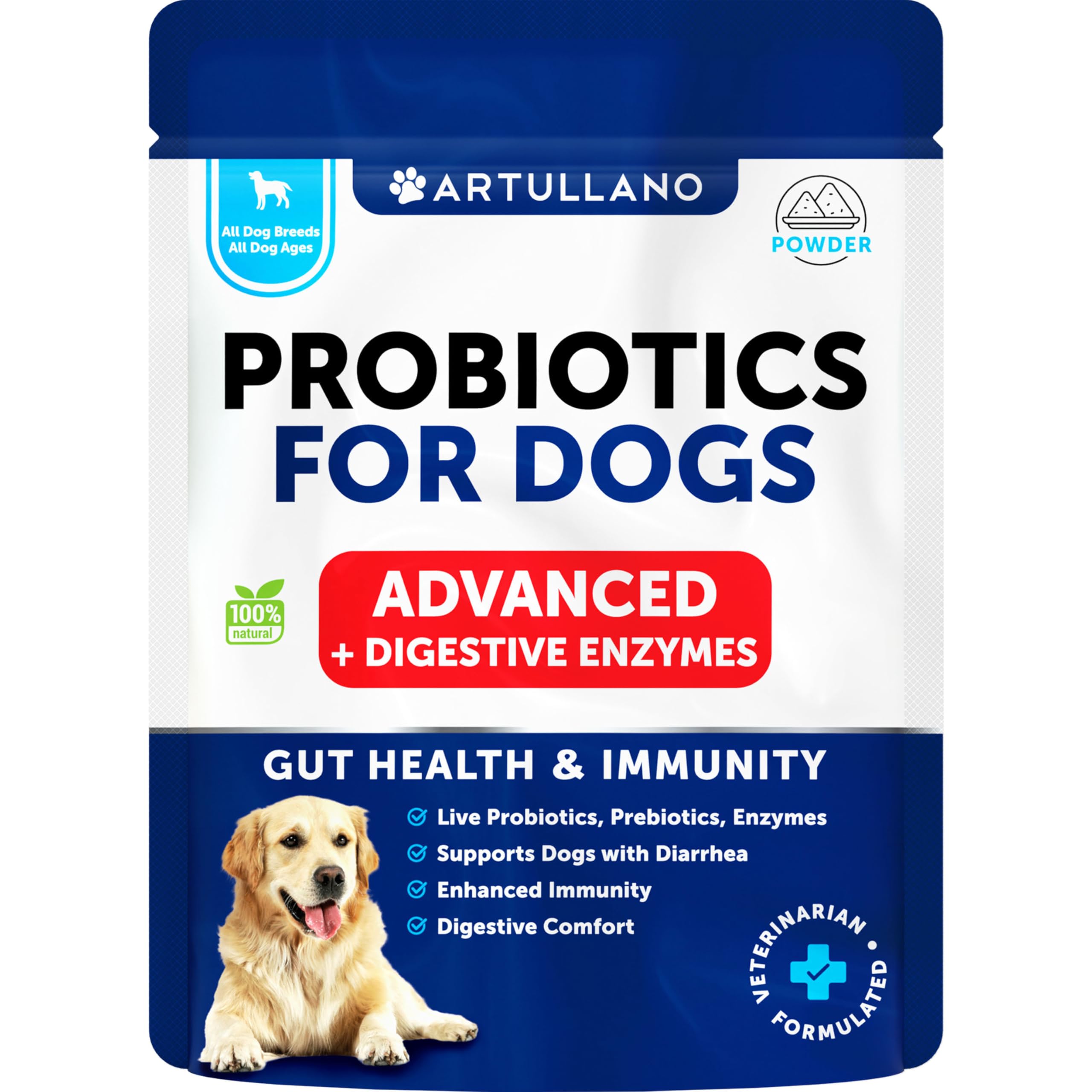 Dog Probiotics and Digestive Enzymes - Enhance Gut Health, Itchy Skin, Allergies, Immunity - 30 Sticks