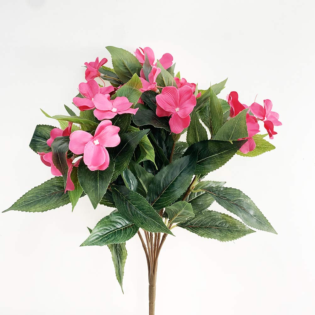 Lopkey Artificial Impatiens Bouquet Flower Patio Lawn Garden Wedding Photo Decor (2Pcs),Pink