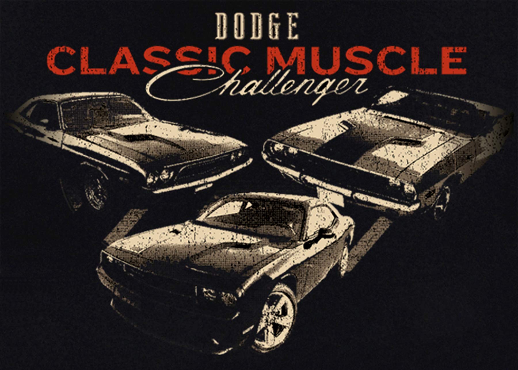 JH DESIGN GROUP Men's Dodge Challenger T-Shirt Classic Muscle Short Sleeve Shirt (X-Large, Black)