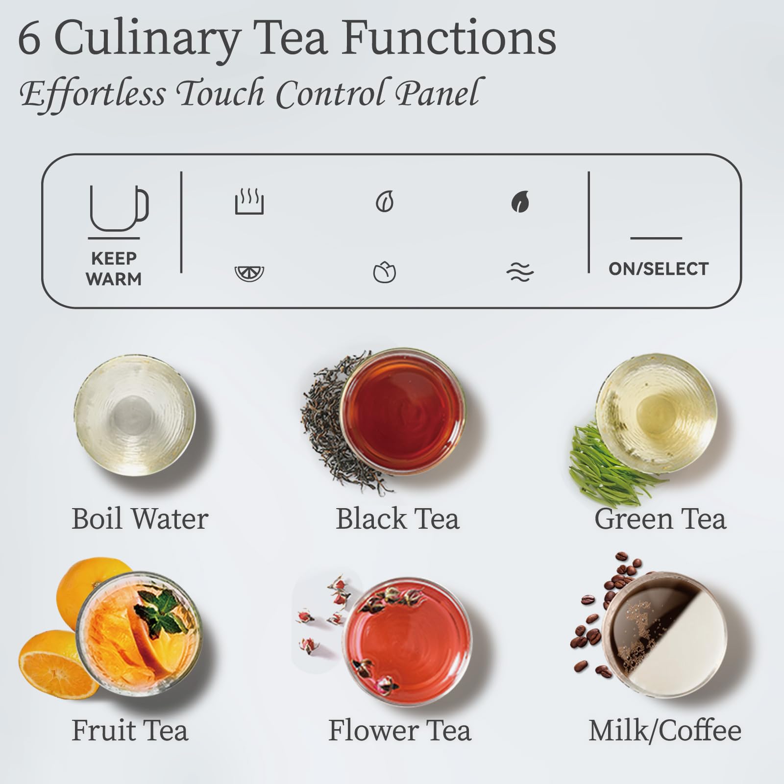 Feekaa Electric Tea Kettle with Cup Warmer, Small Glass Hot Water Boiler, Tea Kettle Set for Home and Office with Removable Stainless Steel Infuser, Auto Keep Warm, Green Tea/Coffee, BPA Free, Black