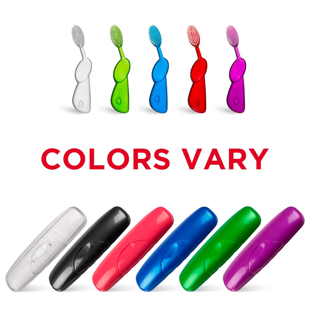 Radius Toothbrush Bundle - 1 Original Left Hand Toothbrush + 1 Travel Case [Colors May Vary]