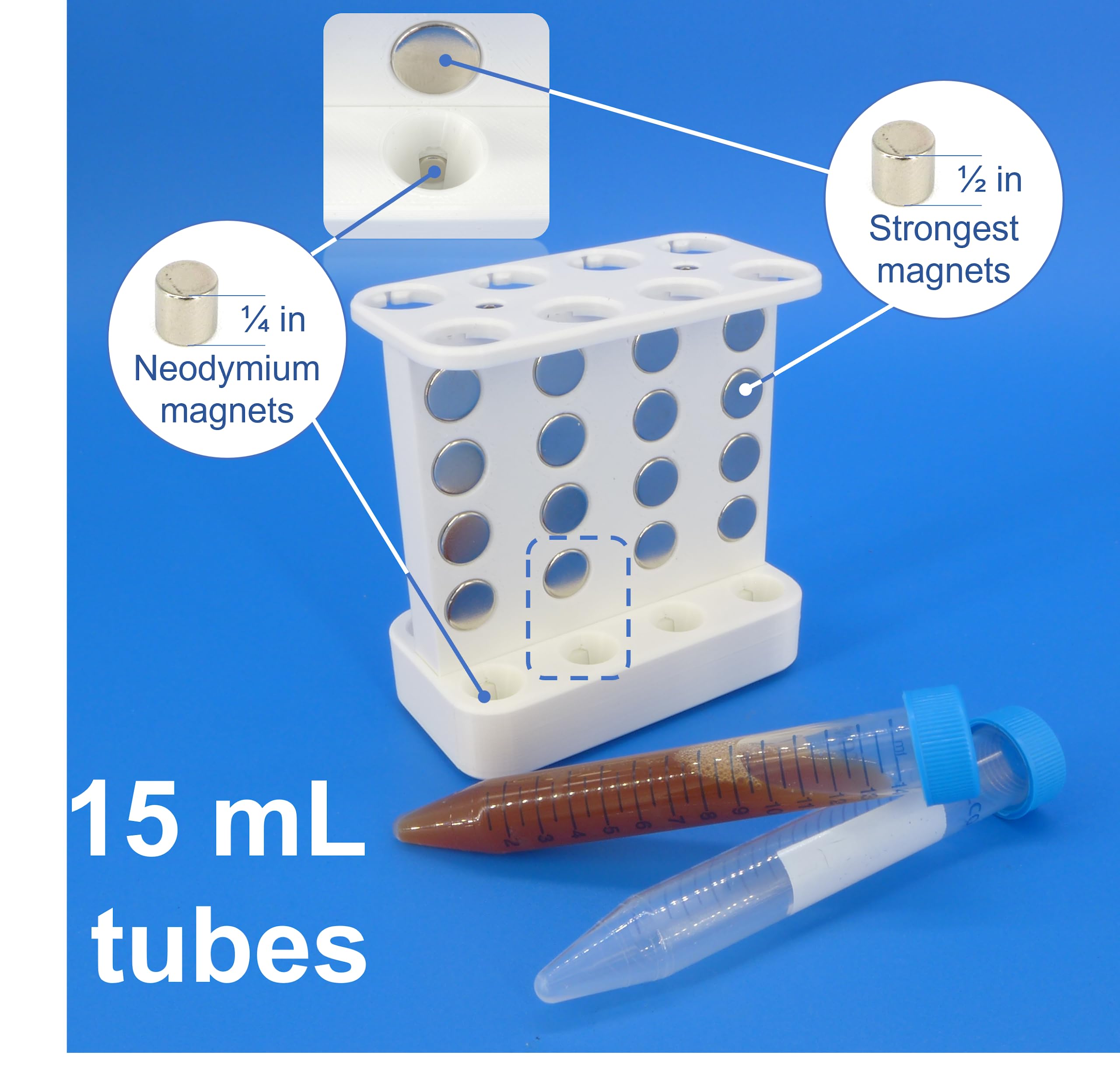 Magnetic Rack for 15 mL Tubes for DNA, RNA and Other biomolecules Purification