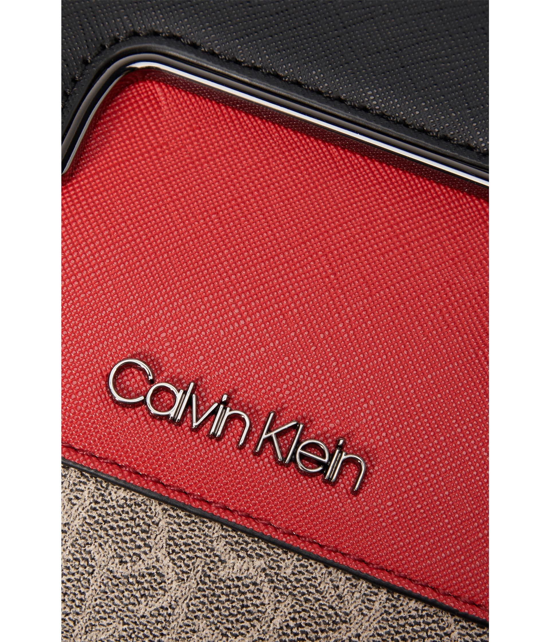 Calvin Klein Monogram Flap Crossbody Black Combo One Size