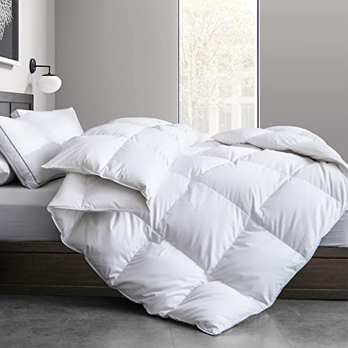 Cosybay Feather Down Comforter - All Season White Twin Size Down Duvet Insert- Luxurious Hotel Bedding Comforters with 100% Cotton Cover - Twin/Twin XL 68 x 90 Inch