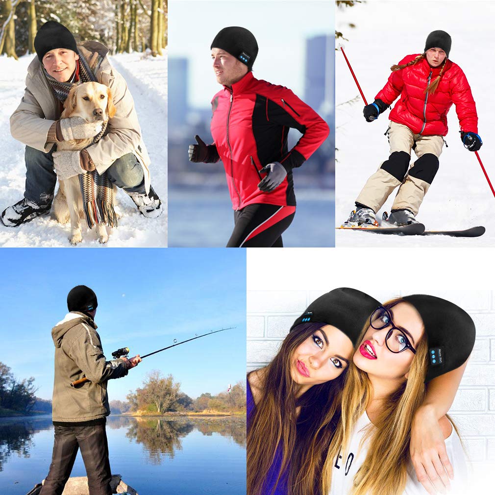 Bluetooth Beanie Hat Headphones Unique Tech Gifts Stocking Stuffer Black