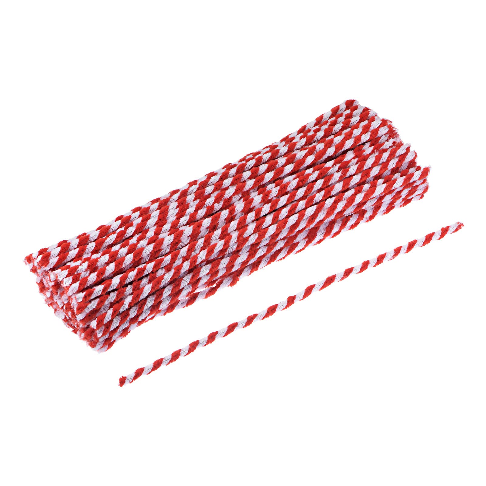 MECCANIXITY Pipe Cleaners Chenille Stems 30cm/12 Inch for DIY Art Creative Crafts Decorations, Red White Pack of 100