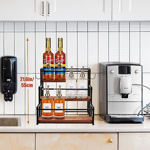 EAOAK Coffee Syrup Rack Organizer Syrup Bottle Holder Stand for Coffee Bar 3-Tier 12 Bottles Storage Shelves for Syrup, Wine, Dressing for Kitchen Coffee Station