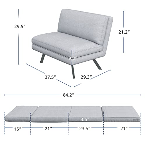 FONTOI Sofa Convertible Sleeper Chair Folding Guest Floor Bed Adjustable for Small Room Apartment, Light Gray