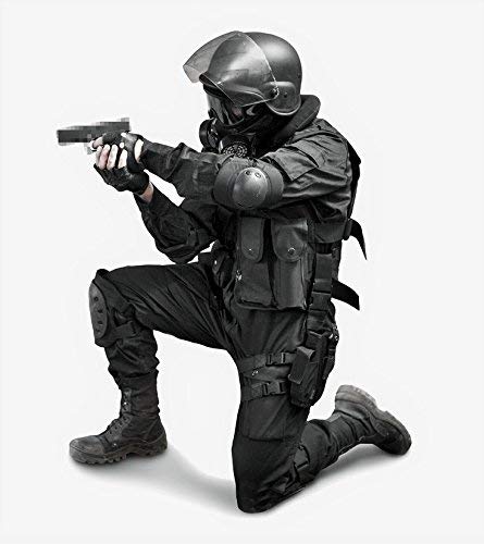 Bargain Crusader Military Tactical Knee Pad Elbow Pad Set Airsoft Knee Elbow Protective Pads Combat Paintball Skate Outdoor Sports Safety Guard Gear (Black)