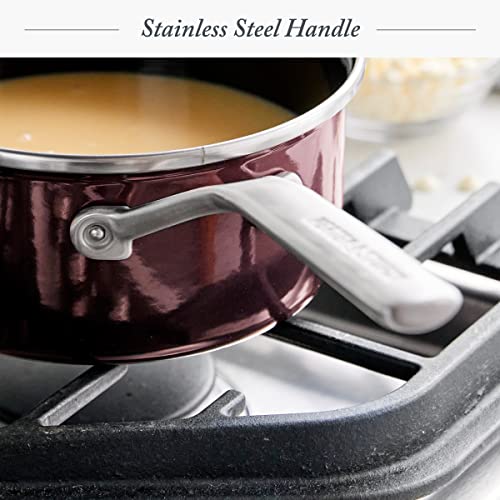 Merten & Storck European Crafted Steel Core Enameled Cookware, 2.1QT Saucepan Pot with Lid, Induction, PFAS & PTFE Free, Dishwasher Safe, Oven & Broiler Safe, Merlot Red