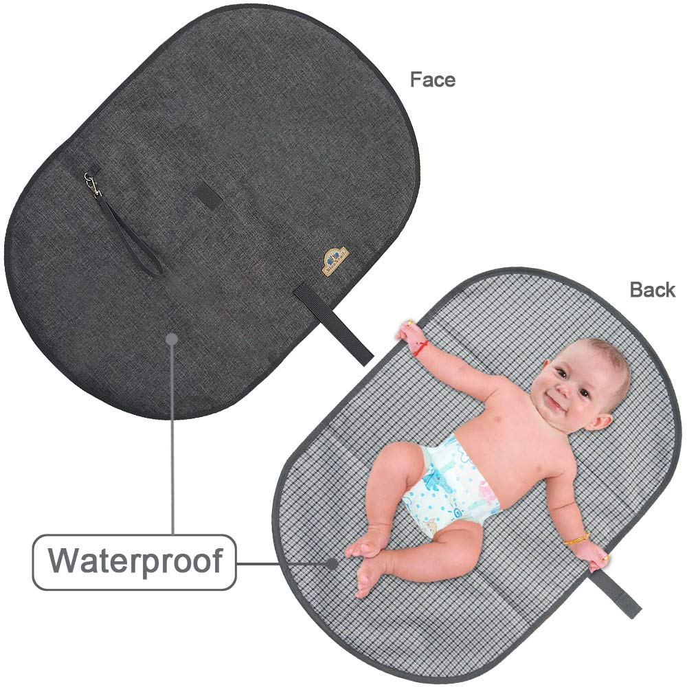 BlueSnail Portable Changing Pad,Diaper Clutch,Lightweight Travel Station Kit for Baby Diapering (Heather Gray)