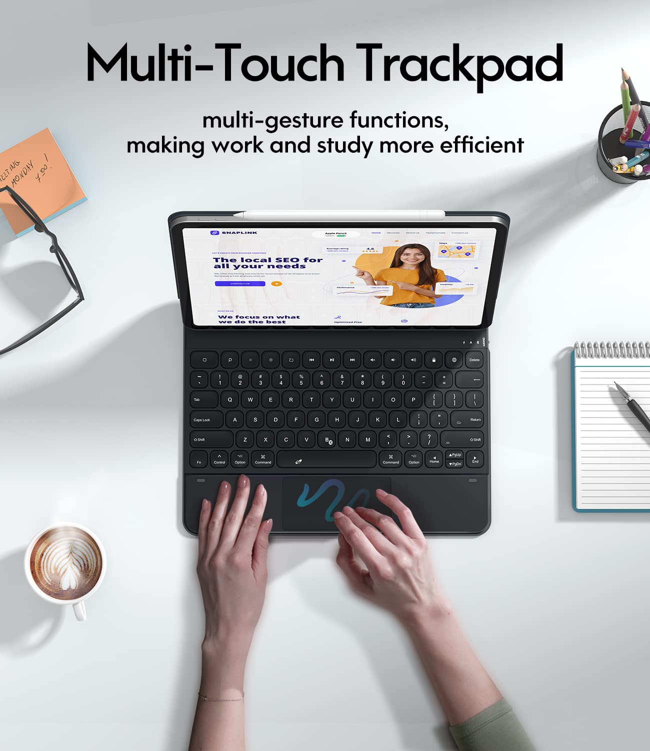 CHESONA Magnetic Keyboard Case for iPad Pro 12.9 2022, Multi-Touch Trackpad with 7 Color Backlit, Wireless Keyboard for iPad Pro 12.9 inch 2022 6th/5th/4th/3rd Gen, Black