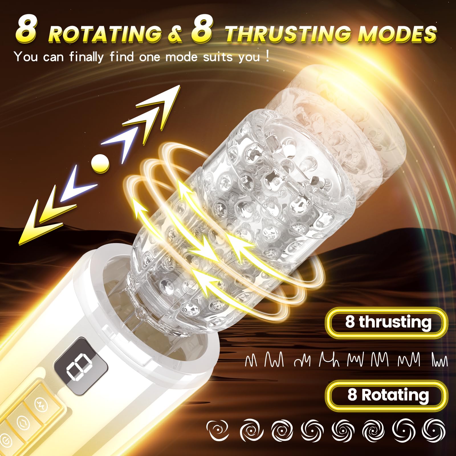 Automatic Penis Pump Male Sex Toy with 9 Thrusting & Rotating Modes, 3D Realistic Textured Pocket Pussy Male Stroker for Men