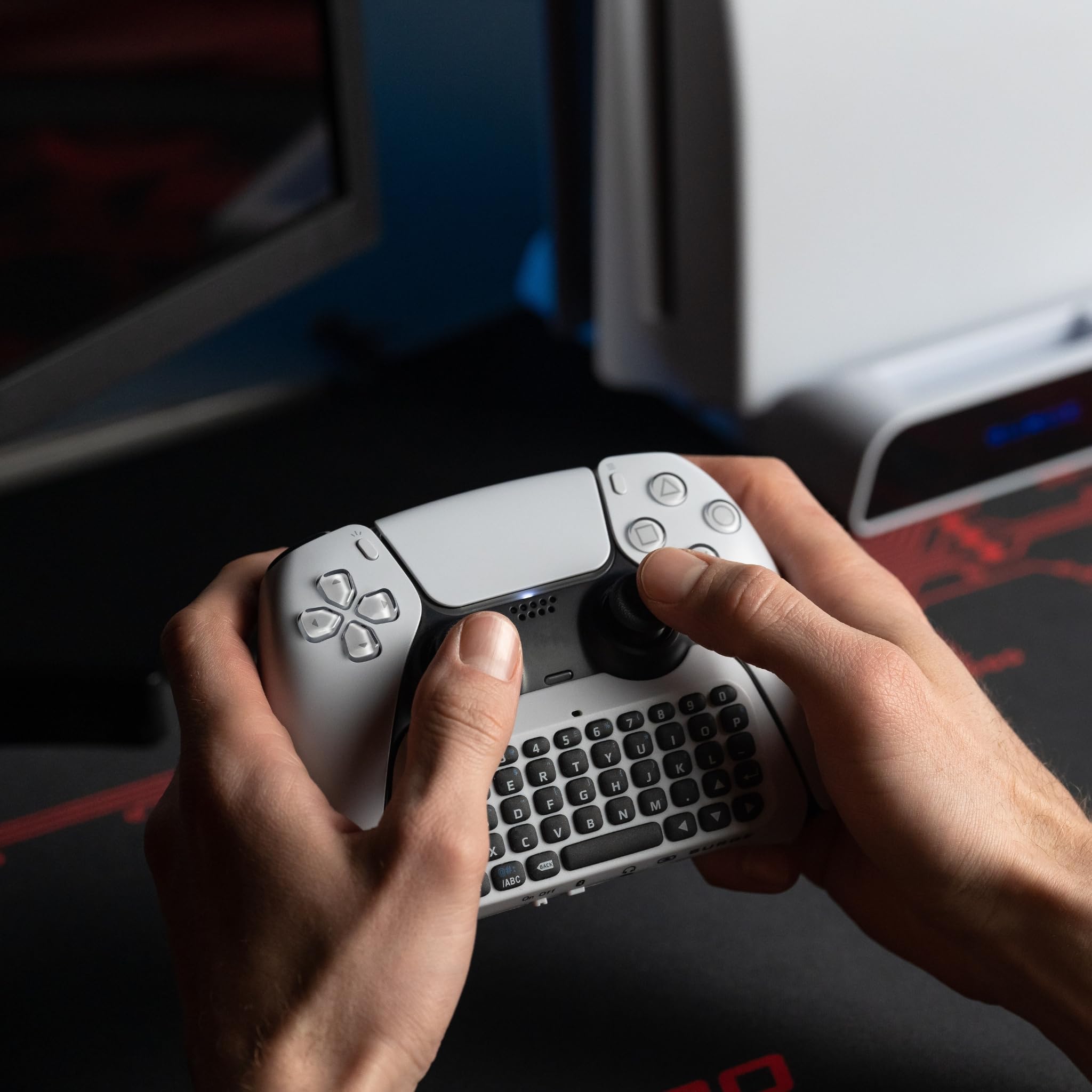 Bluetooth Keyboard for PS5 Controllers - Surge Chat Pad for PlayStation 5 DualSense Controllers, 3.5mm audio jack, Built-in Battery, Loud Speaker, Wireless Connection, Lightweight & Comfortable Messaging Pad