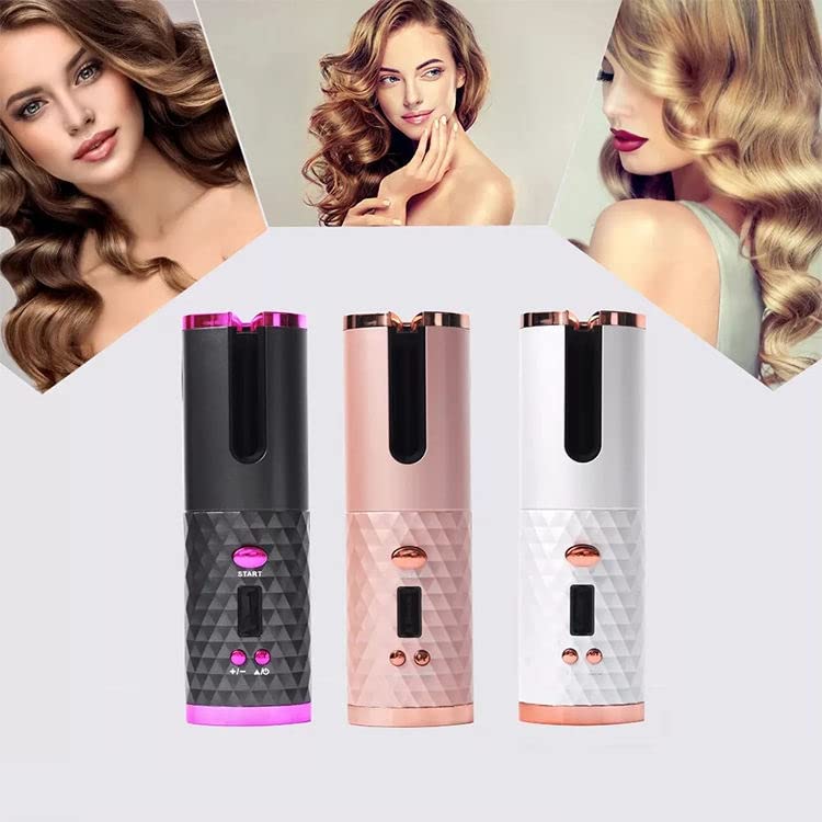 Automatic Rotating Curling Iron,Wireless Hair Curler,6 Temps Modes LCD Display Cordless Automatic Curler USB Rechargeable Crimping Mini Curling Iron Hair Curling Machine for Wave Hair