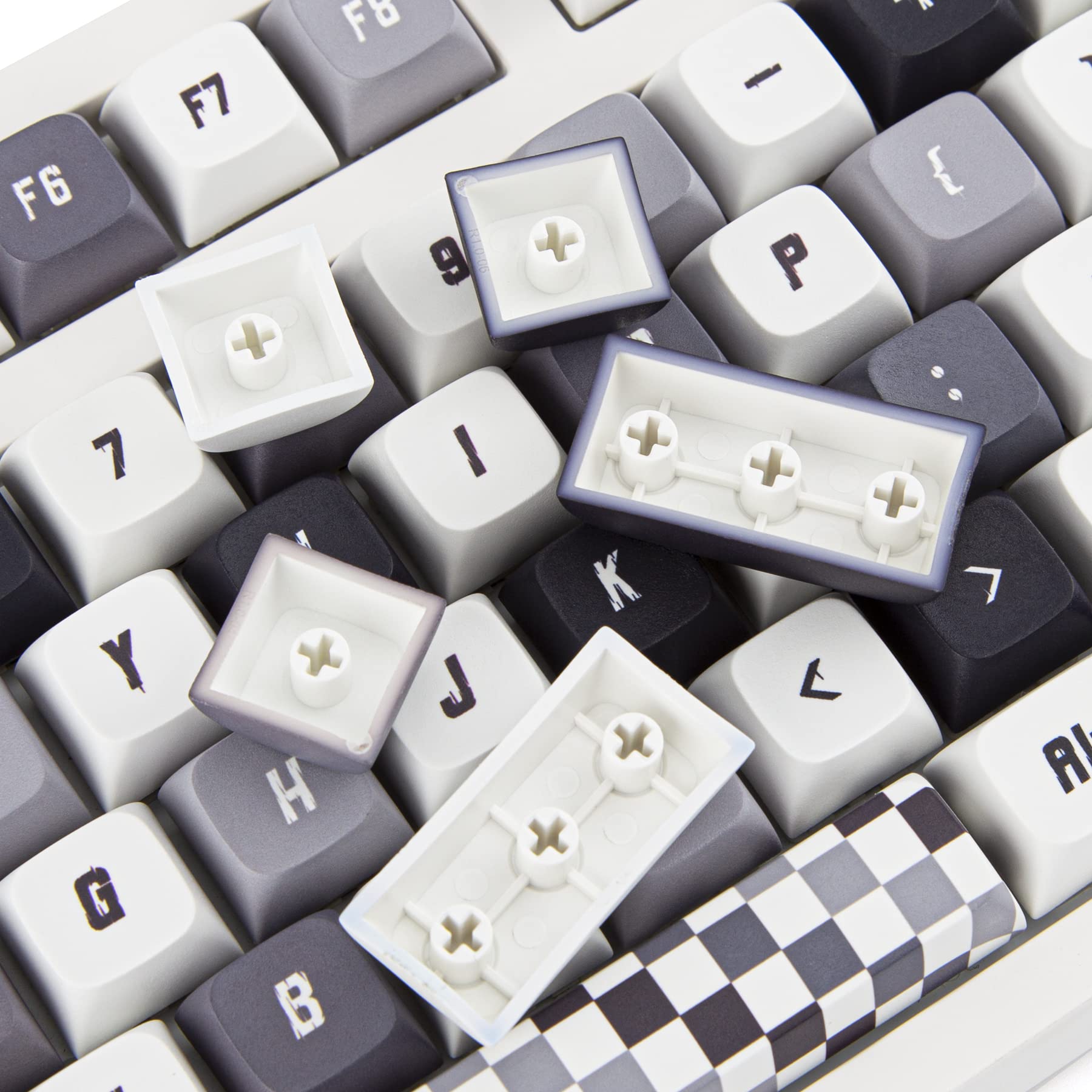 Custom 127 Keys XDA Profile PBT Dye Sublimation Keycaps Compatible with Mechanical Gaming Keyboards for Gateron Kailh Cherry MX Switches(Checkerboard)