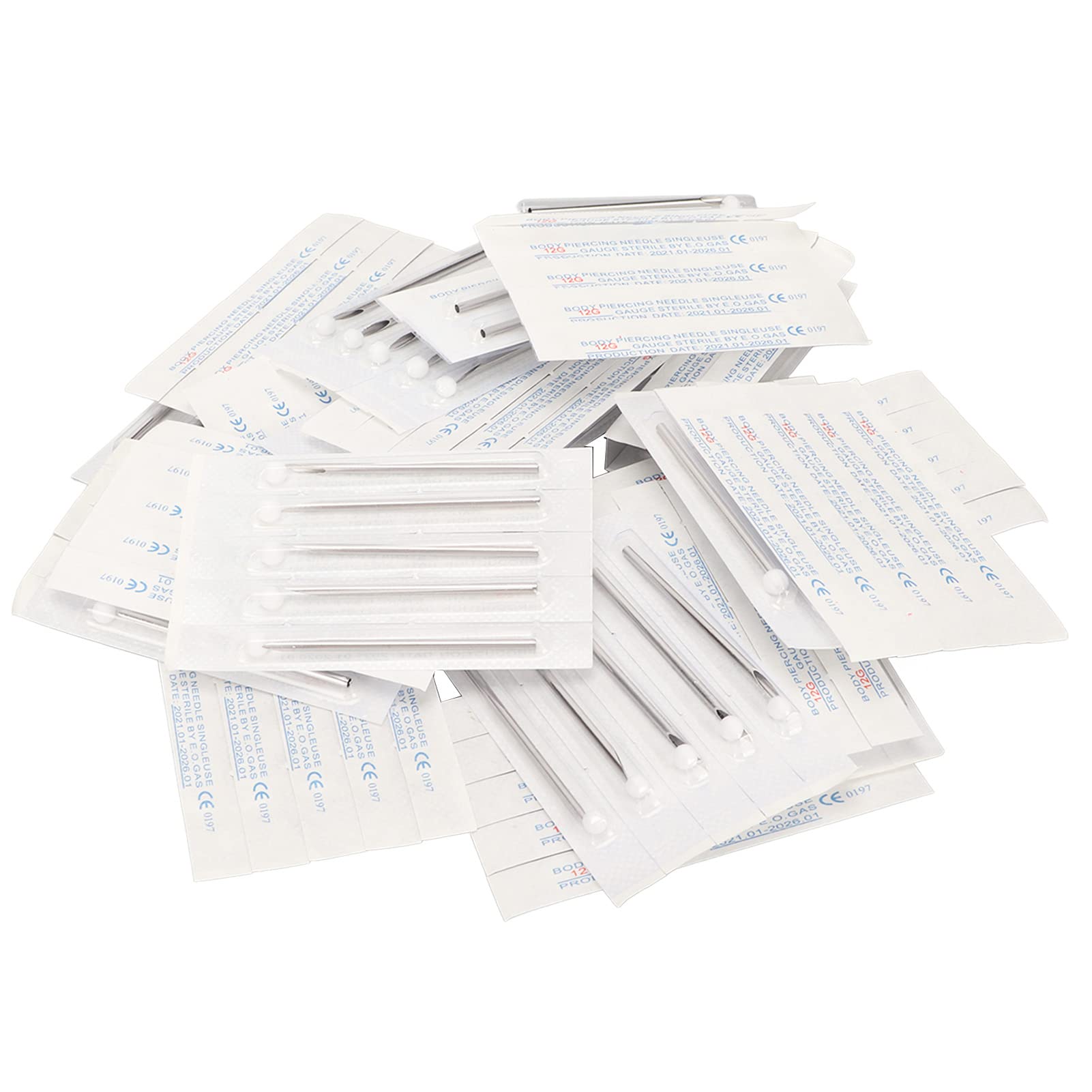 Body Pierce Needles, 12G Supplies 100pcs Sponge Head Pierce Needle for Nose