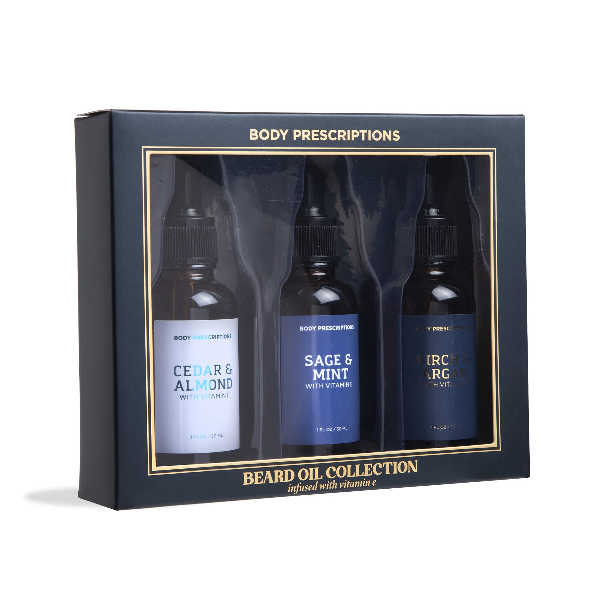 Body Prescriptions 3 Pc. Beard Oil For Men - Scented Conditioning Beard Growth Oil for Beard and Mustache Infused with Vitamin E for Men