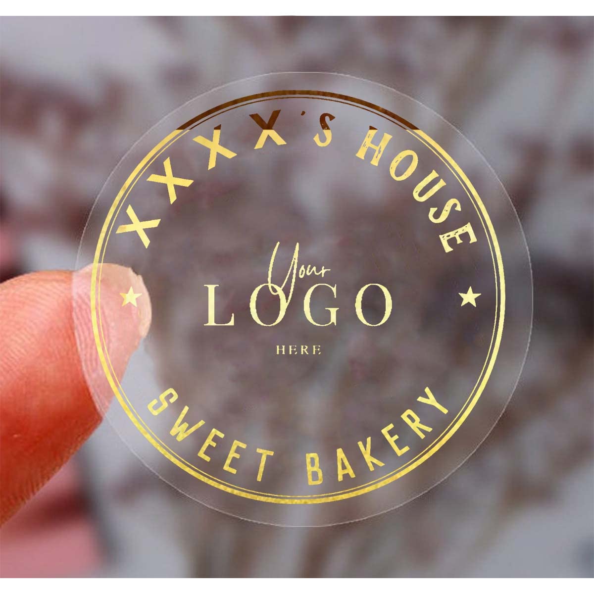 Custom Clear Stickers Personalized Circle Labels Stickers Handmade Website Your Business Logo Custom Metallic Gold Stickers for Wedding Favor Party Baptism