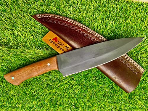 CHEFS Knife 8 inch - Japanese Kitchen Knife, High Carbon Steel Knife with Wood Handle & Superb Edge Retention - Durable Vegetable Knife, Cooking Knife, Razor Sharp Knife for Home & Restaurant