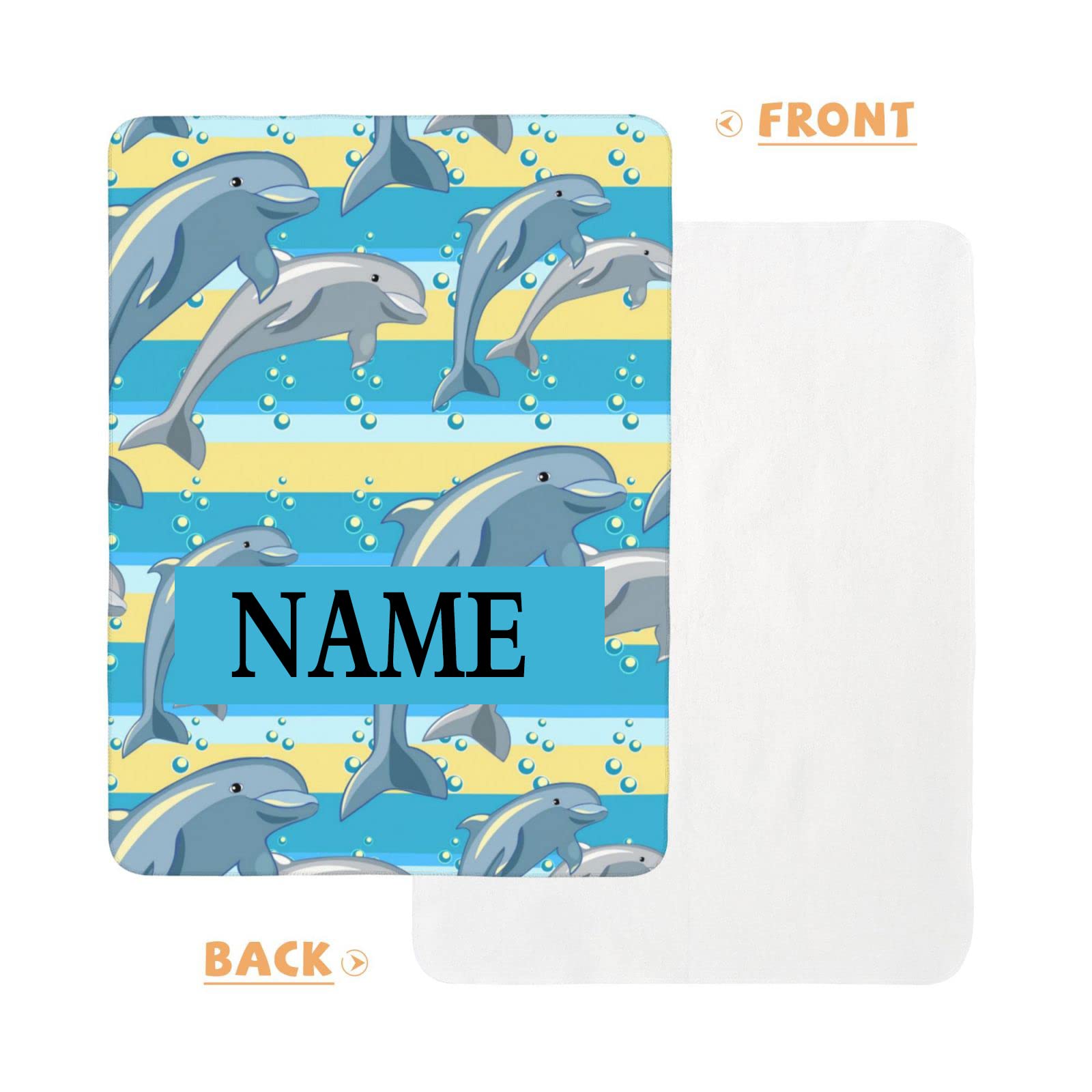 Custom Dolphins Portable Diaper Changing Pad Personalized Add Text Soft and Leak Resistant Liners for Baby and Toddler Waterproof Cotton Reusable Change Pads for Home Travel