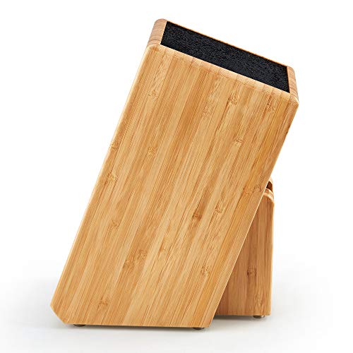 Cook N Home Bamboo Knife Storage Block without Knives, 5.5x5.5x10-inch Universal Knife Holder Organizer Countertop Butcher Block Knife Stand