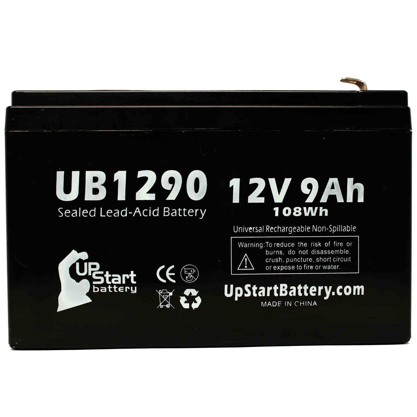 Replacement for Tripp Lite OMNIVS800 Battery - Replacement UB1290 Universal Sealed Lead Acid Battery (12V, 9Ah, 9000mAh, F1 Terminal, AGM, SLA) - Includes Two F1 to F2 Terminal Adapters
