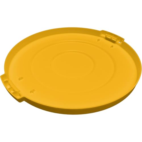 SPARTA Bronco Trash Can Lid, Round Waste Container Cover, Polyethylene, 10 Gallons, Yellow, (Pack of 6)