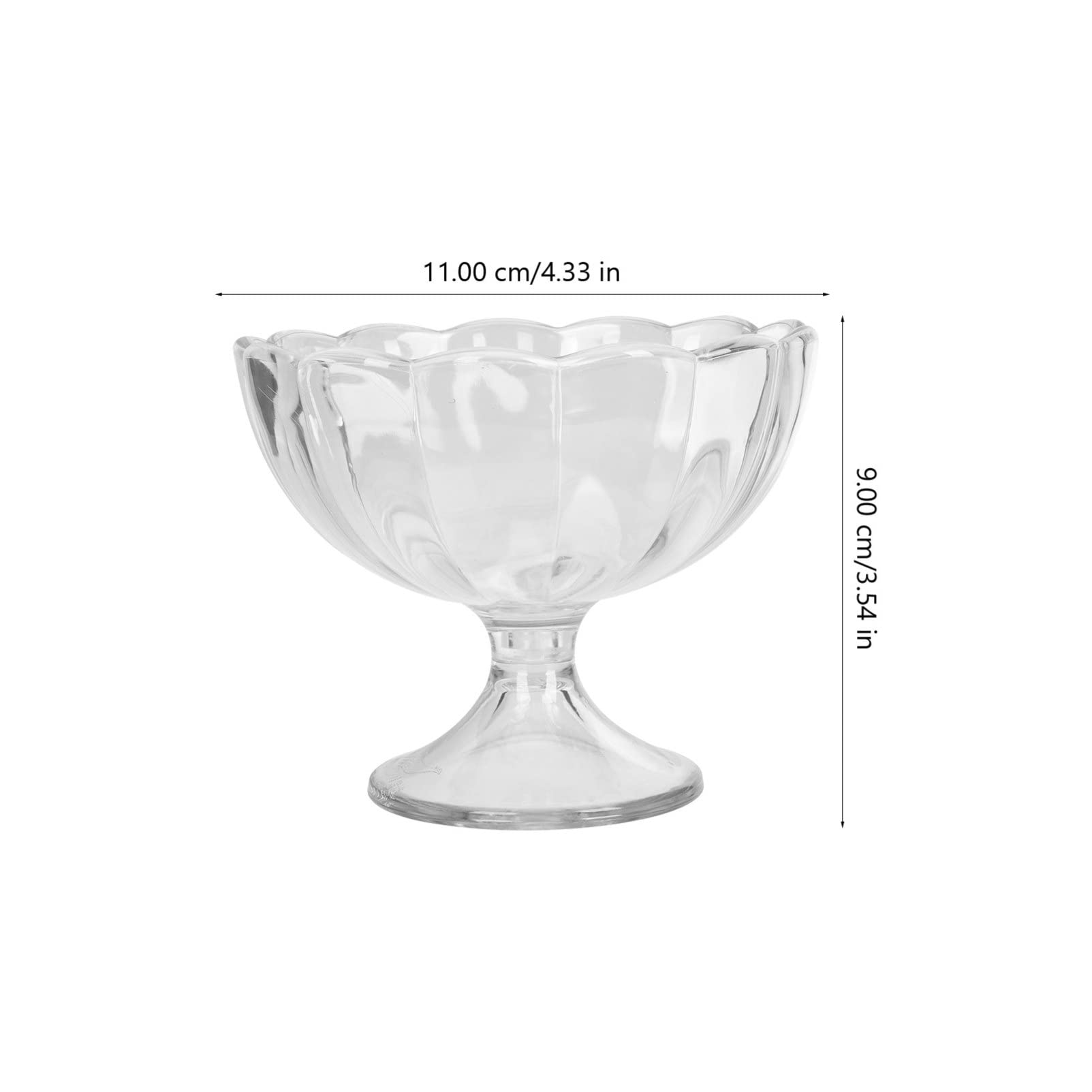 Cabilock Small Dessert Cup with Spoon Cute Footed Tulip Clear Dessert Bowls Cups Perfect for Dessert Sundae Ice Cream Fruit Salad Snack Pudding Cups 2 Sets (4.33x3.54 inch)