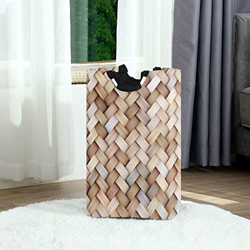 Kigai 3D Print Wicker Rattan Laundry Hamper Large Waterproof with Handle Laundry Baskets Foldable Lightweight Durable Store Basket for Bathroom Bedroom