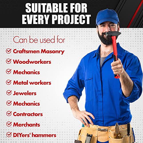 C&T 6-Piece Hammer Set, Fiberglass Handle & Mallet Set, With Shock Reduction Grip, Metal Working | Garage Home Kit | Mechanic Tools | Sledge Hammer | blacksmith Hammer | Ball Peen Hammers | Hand Tools