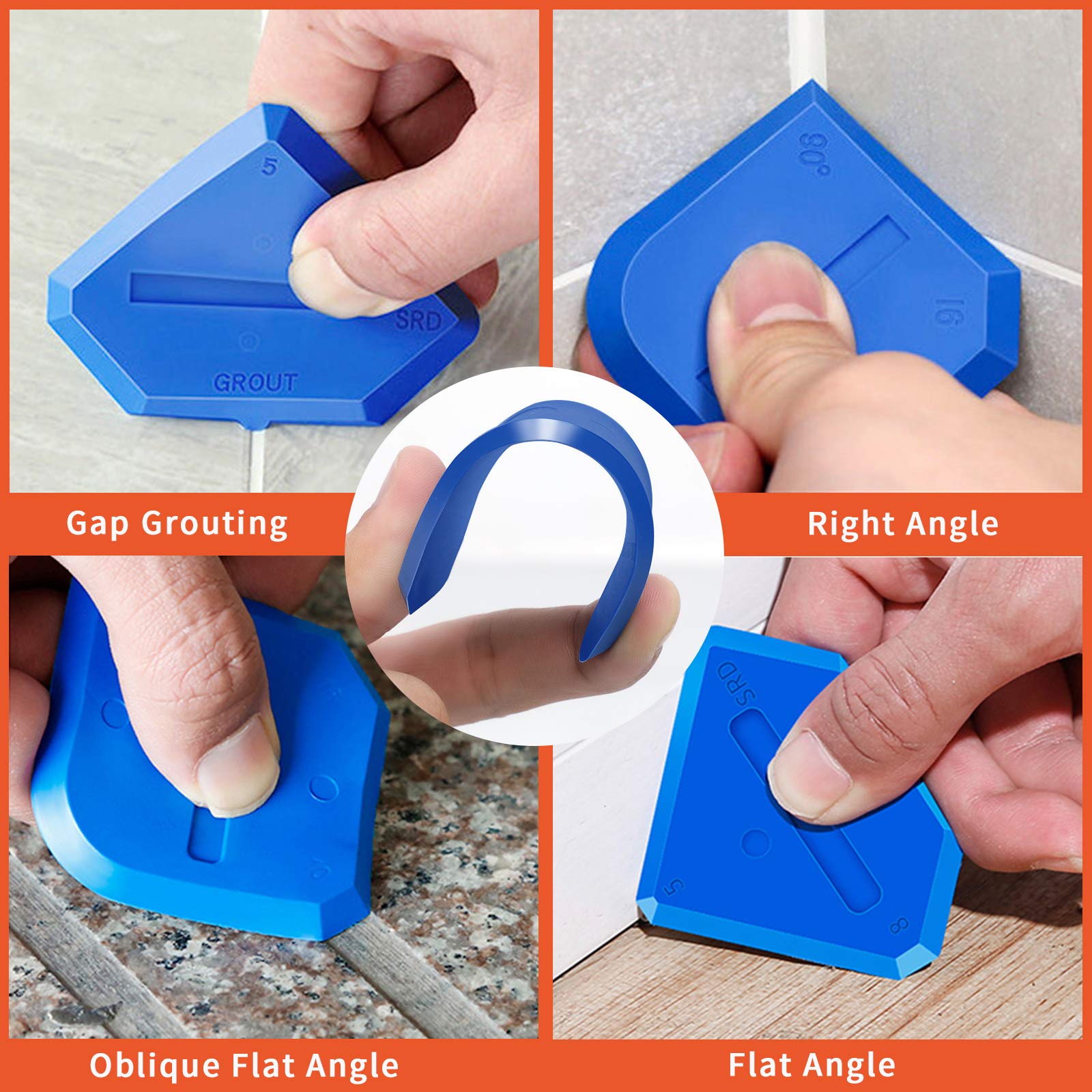 Caulking Tools-Silicone Sealant Finishing Tool Kit Caulk Grout Remover Scraper(Stainless Steel Head) For Kitchen Bathroom And Window (3 in 1) (10Pcs)