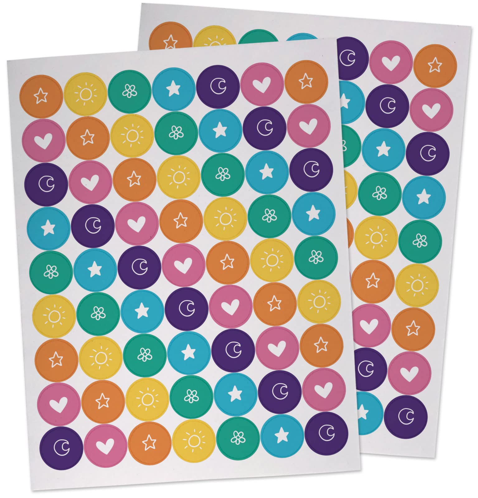 Cute & Colorful Envelope Seal Stickers - 6 Round Solid Color Designs - Stickers for Envelopes, Business Orders, Packaging (126 Seals Pack)