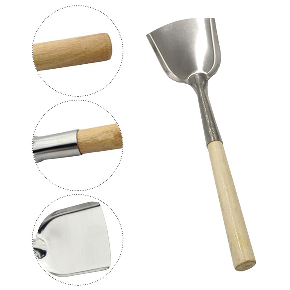 MOFUCA Fireplace Ash Shovel Heat Resistant Stainless Steel Ash Dust Pan with Wood Handle Winter Fireside Fire Accessories,1pc