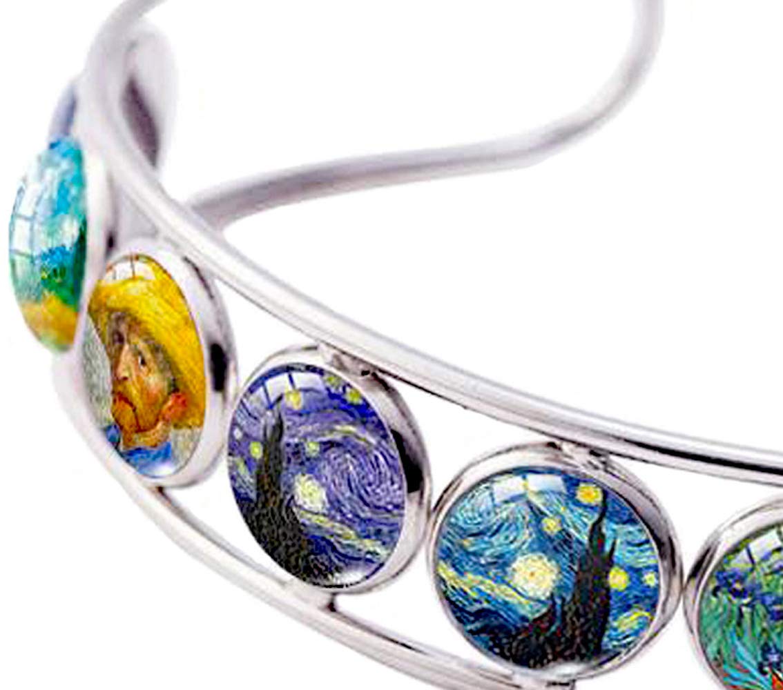 Blazing Autumn Van Gogh Cuff Bracelet Art Pattern Under Glass Dome Jewelry Handmade (Van Gogh Collection)