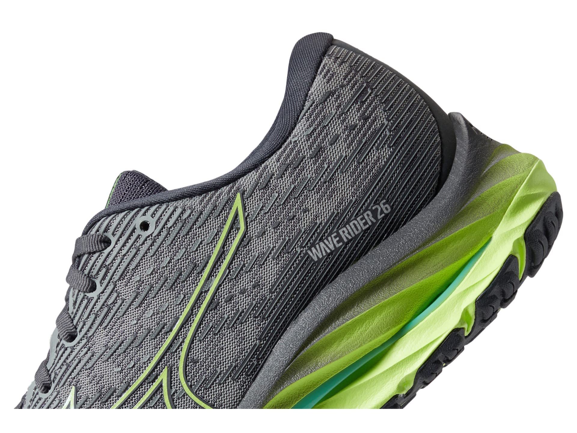 Mizuno Men's Wave Rider 26 | Neutral Running Shoe | Ultimte Grey/Neo Lime | US 10.5