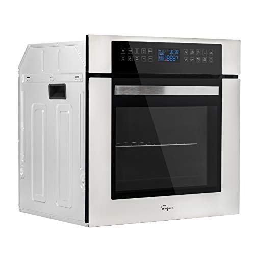 Empava 24 Inch Electric Single Wall Oven 10 Cooking Functions Deluxe 360° ROTISSERIE with Sensitive Touch Control in Stainless Steel, SC02