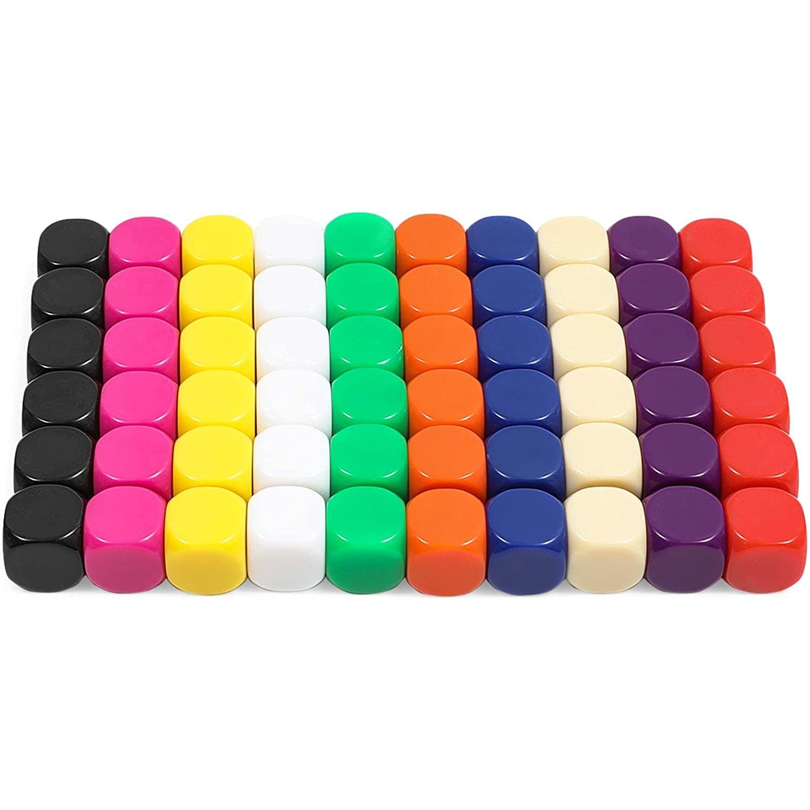 Blank Acrylic Dice Set, Write-On Cubes Game (10 Colors, 60 Pieces)