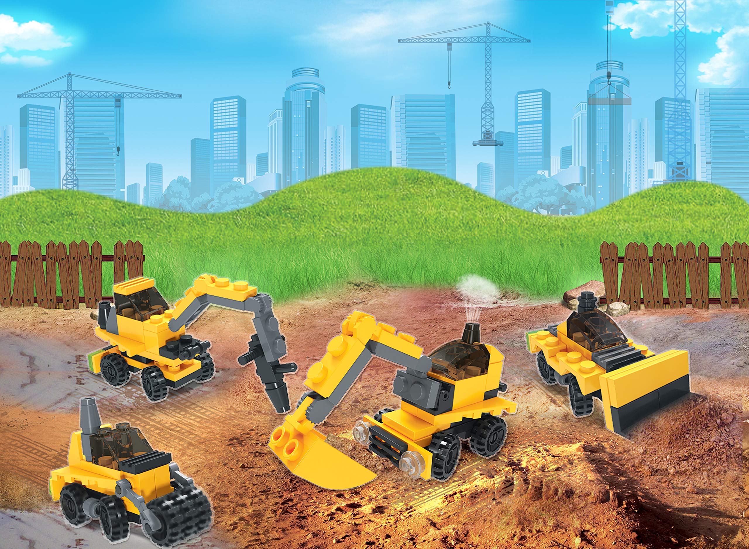 Kiddokids 18 Pcs Filled Easter Eggs with Construction Vehicles Building Blocks Toys, Easter Eggs Prefilled for Easter Theme Easter Eggs Hunt, Basket Stuffers Fillers (3.15inch)