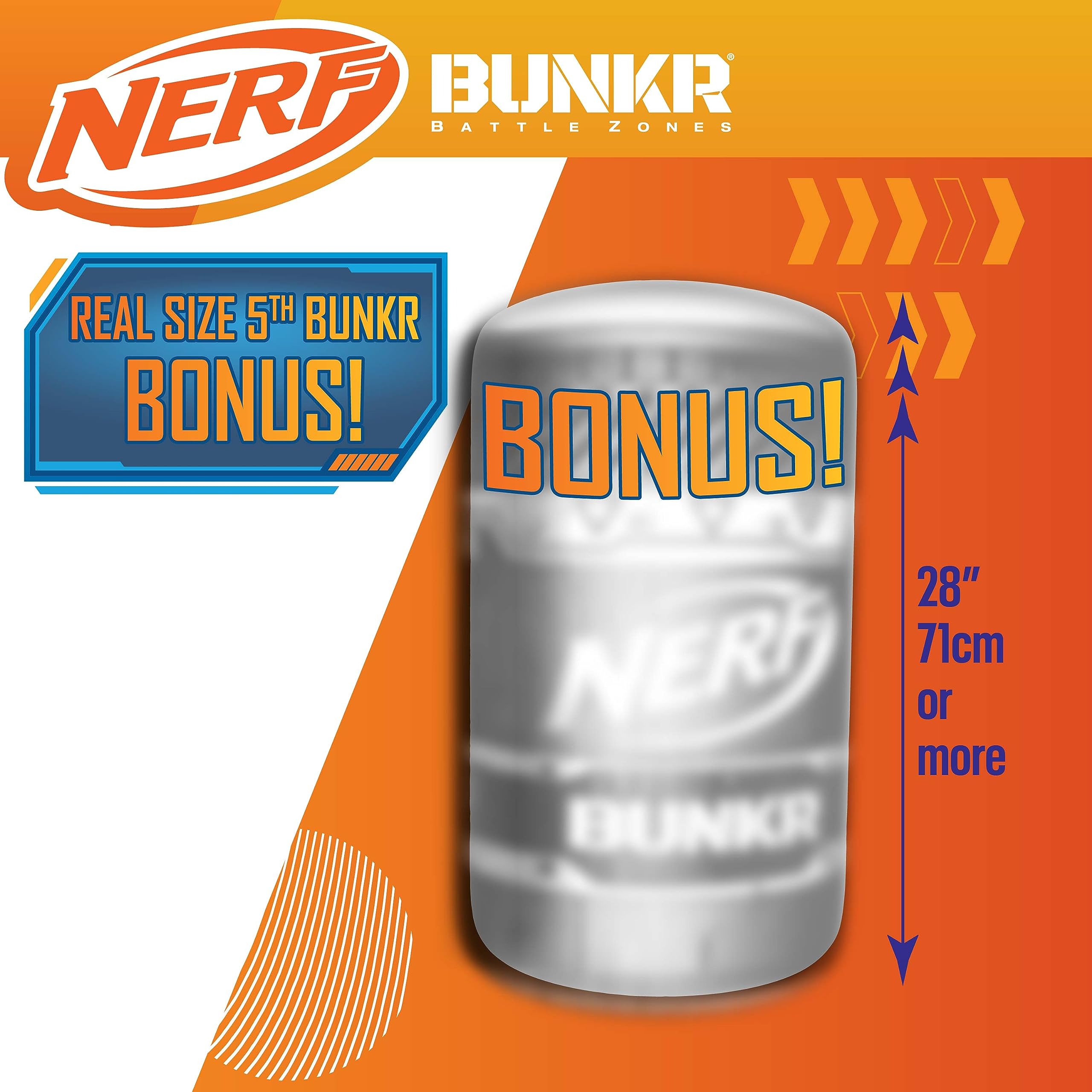NERF BUNKR Officially Licensed Battle Royale Inflatable Bunker Battlezone - 5 Piece Barricade Set Crates Barrels