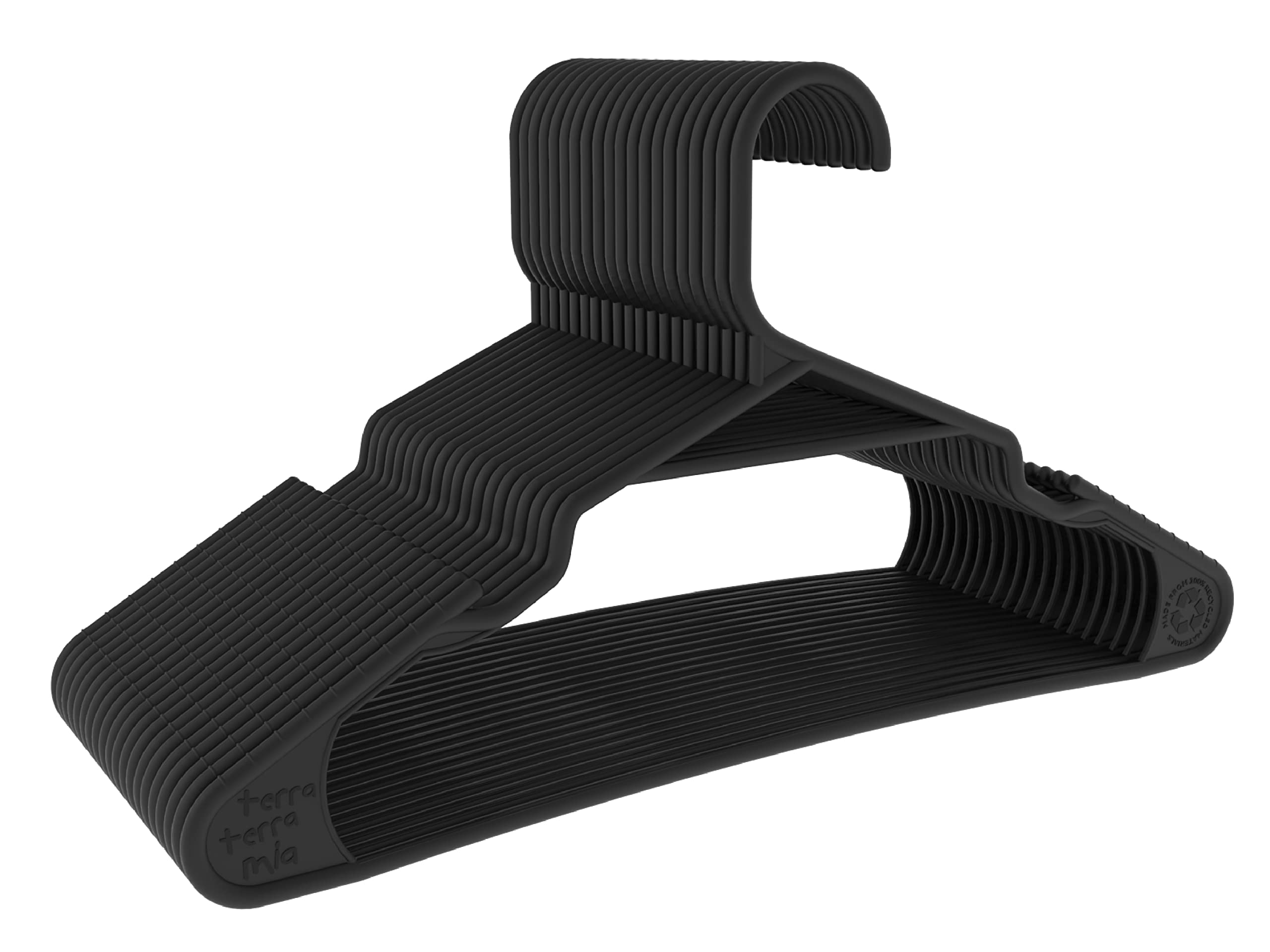 Eco-Friendly Slim Clothing Hangers for Light-Weight (Max 1lb) Clothes Made from 100% Recycled Post Consumer Plastic (Black/Grey, 20 Pack)